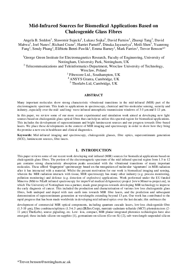 (PDF) Mid-infrared sources for biomedical applications based on ...