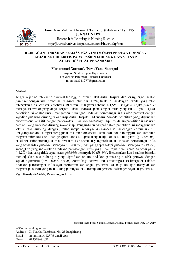 (PDF) Hubungan Tindakan Pemasangan Infus Oleh Perawat Dengan Kejadian ...