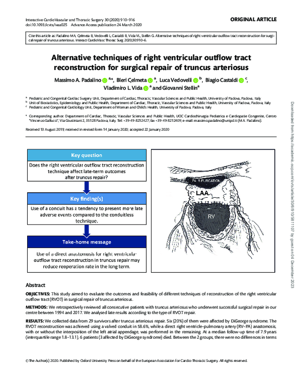 (PDF) Alternative techniques of right ventricular outflow tract ...