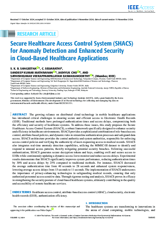 (PDF) Secure Healthcare Access Control System (SHACS) for Anomaly Detection and Enhanced ...