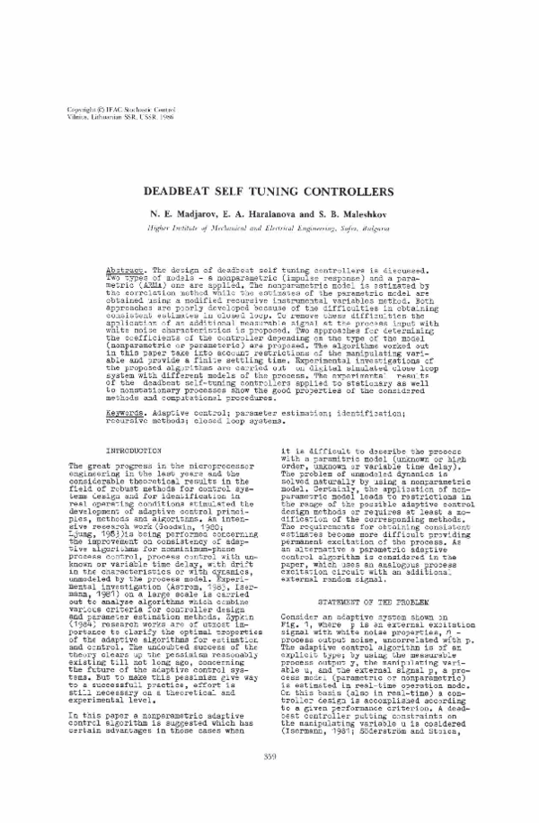 (PDF) Deadbeat Self Tuning Controllers