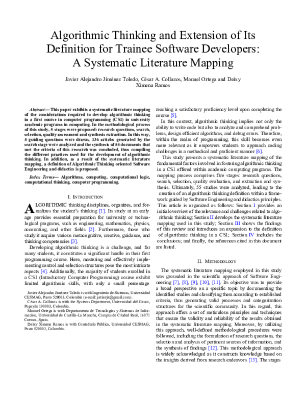 (PDF) Algorithmic Thinking and Extension of Its Definition for Trainee ...
