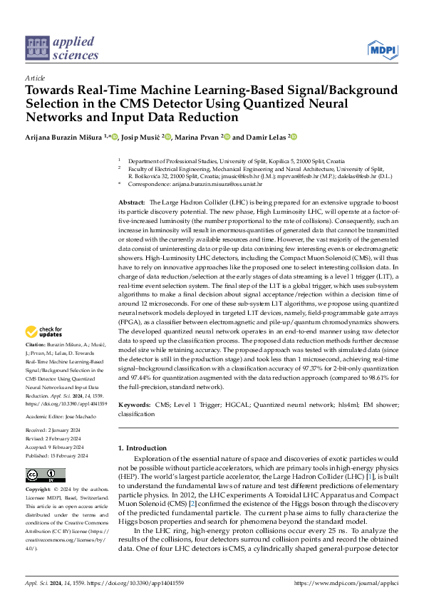 (PDF) Towards Real-Time Machine Learning-Based Signal/Background Selection in the CMS Detector ...
