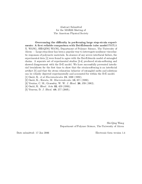 (PDF) Overcoming the difficulty in performing large step-strain ...