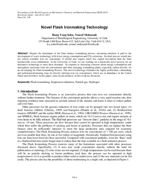 (PDF) Novel Flash Ironmaking Technology