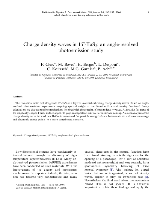 (PDF) Charge density waves in 1-: an angle-resolved photoemission study