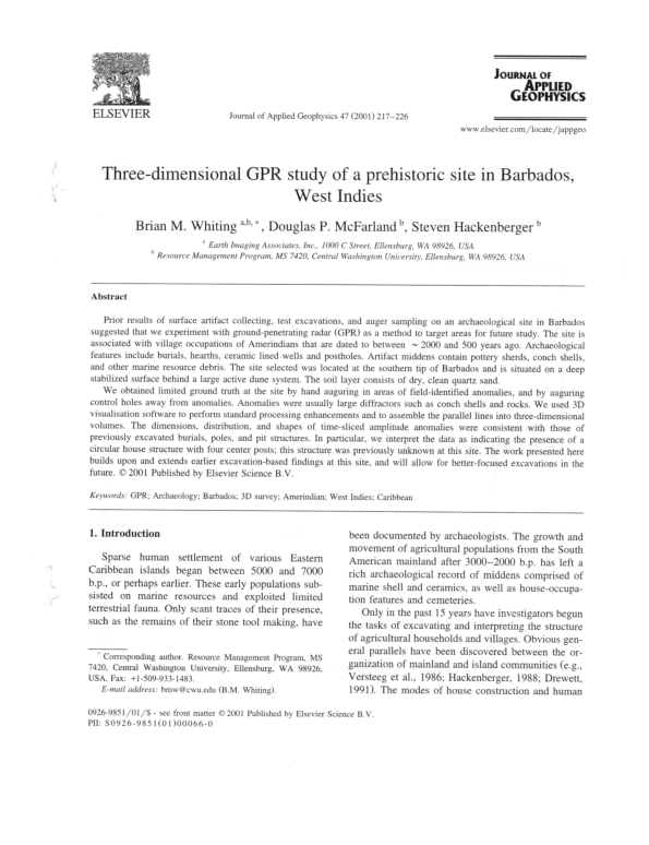 (PDF) Three-dimensional GPR study of a prehistoric site in Barbados ...