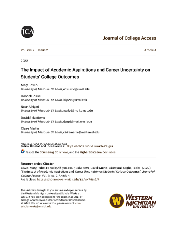(PDF) The Impact of Academic Aspirations and Career Uncertainty on The ...