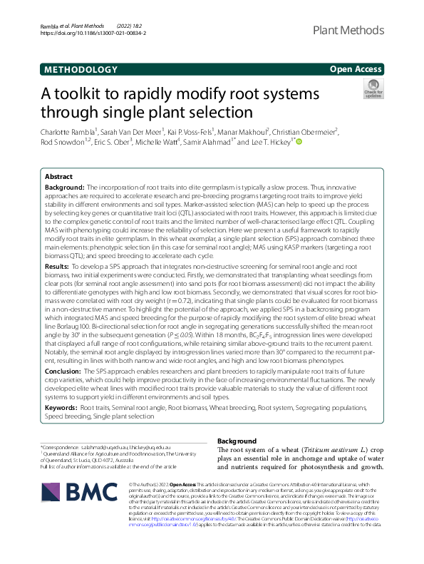 (PDF) A toolkit to rapidly modify root systems through single plant selection