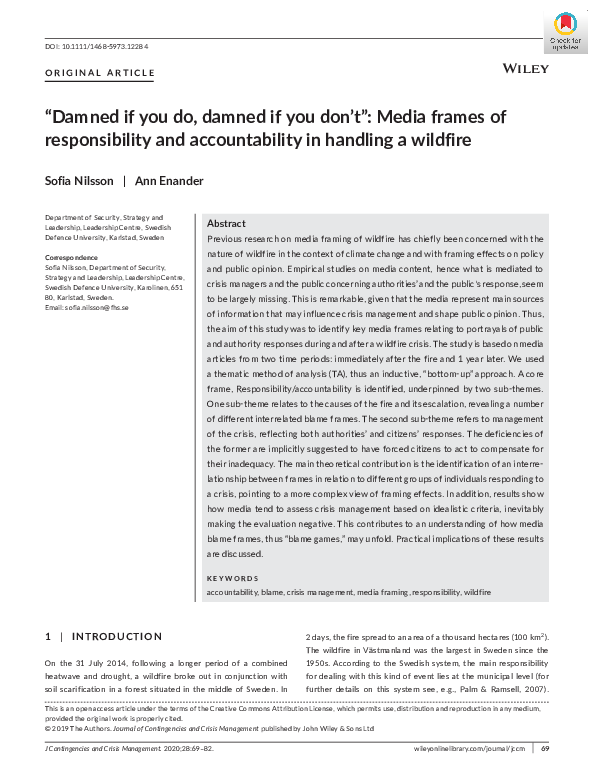 (PDF) “Damned if you do, damned if you don’t”: Media frames of responsibility and accountability ...
