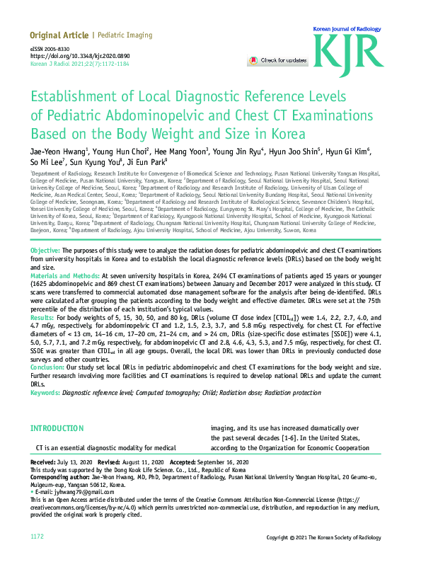 (PDF) Establishment of Local Diagnostic Reference Levels of Pediatric ...