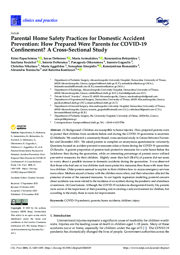 (PDF) Parental Home Safety Practices for Domestic Accident Prevention ...