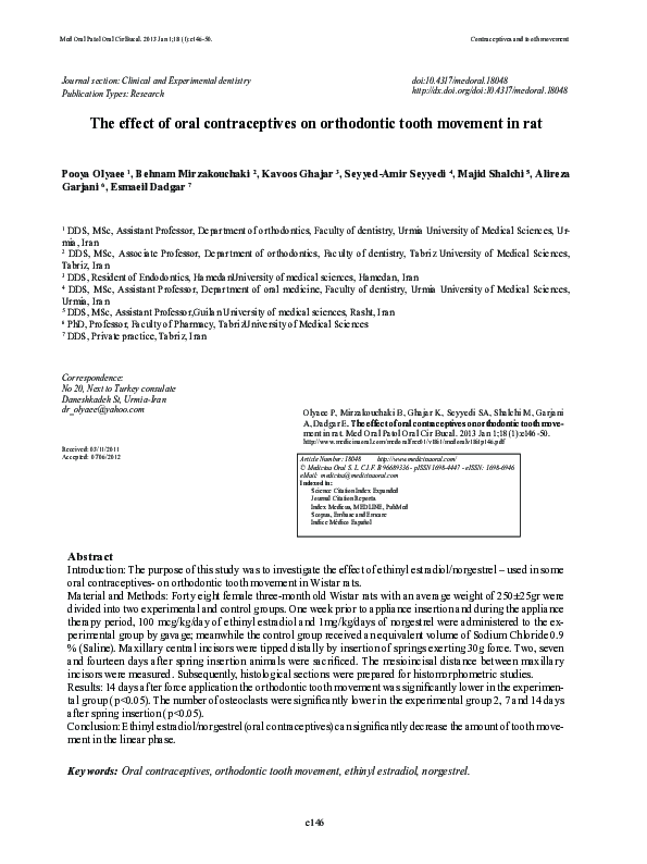 (PDF) The effect of oral contraceptives on orthodontic tooth movement ...