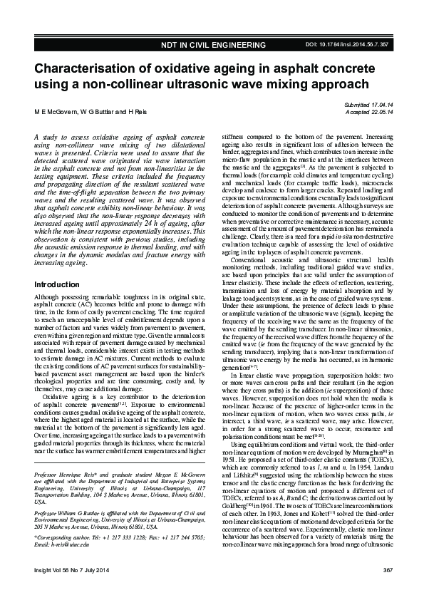 (PDF) Characterisation of oxidative ageing in asphalt concrete using a ...
