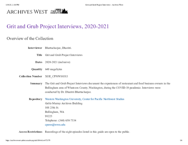 (PDF) Grit and Grub Project Interviews, 2020-2021 Overview of the ...