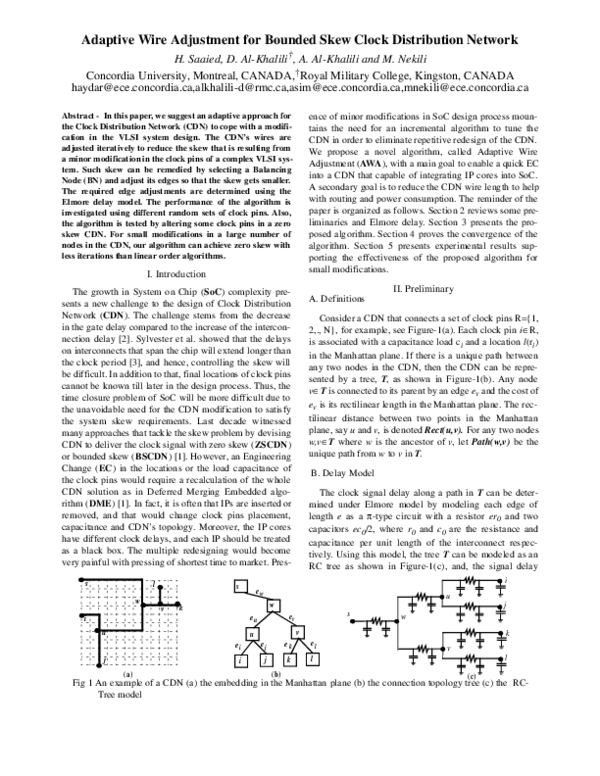 (PDF) Adaptive wire adjustment for bounded skew Clock Distribution Network