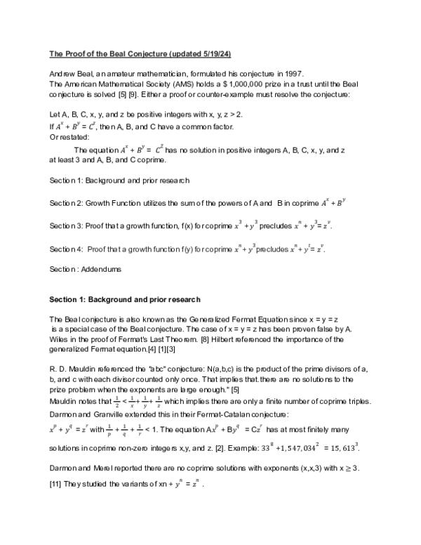 (PDF) Proof of Beal Conjecture: No Positive Solutions