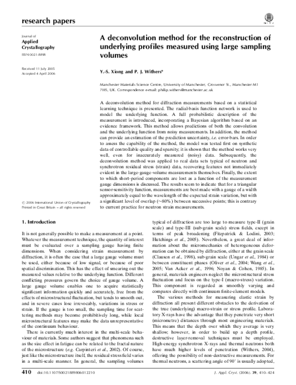 (PDF) A deconvolution method for the reconstruction of underlying profiles measured using large ...