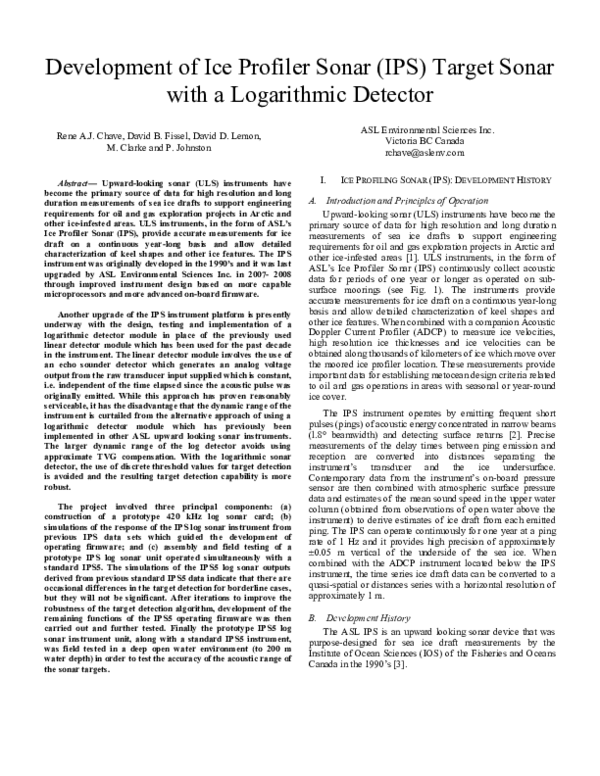 (PDF) Development of ice profiler sonar (IPS) target sonar with a ...