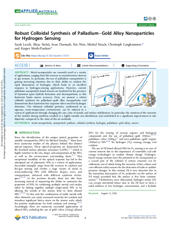 (PDF) Robust Colloidal Synthesis of Palladium–Gold Alloy Nanoparticles ...