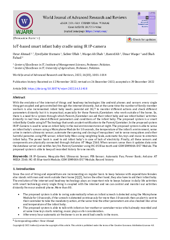 (PDF) IoT-based smart infant baby cradle using IR IP-camera