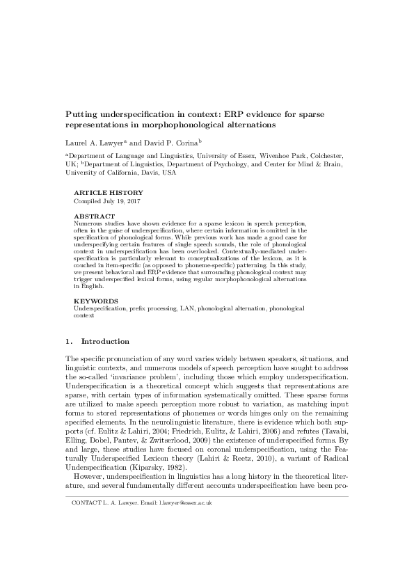(PDF) Putting underspecification in context: ERP evidence for sparse representations in ...