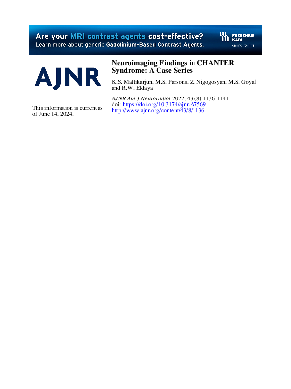 (PDF) Neuroimaging Findings in CHANTER Syndrome: A Case Series
