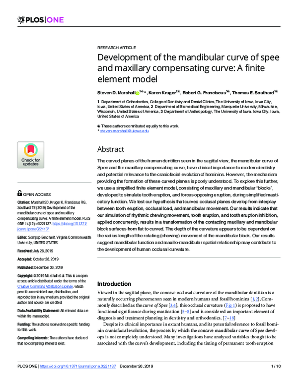 (PDF) Development of the mandibular curve of spee and maxillary compensating curve: A finite ...