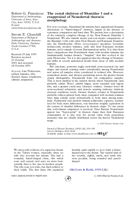 (PDF) The costal skeleton of Shanidar 3 and a reappraisal of Neandertal ...