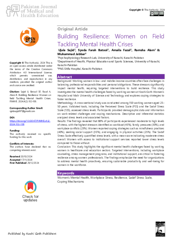 (PDF) Building Resilience: Women on Field Tackling Mental Health Crises