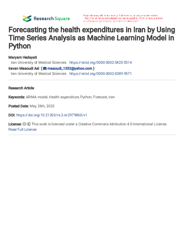 (PDF) Forecasting the health expenditures in Iran by Using Time Series ...