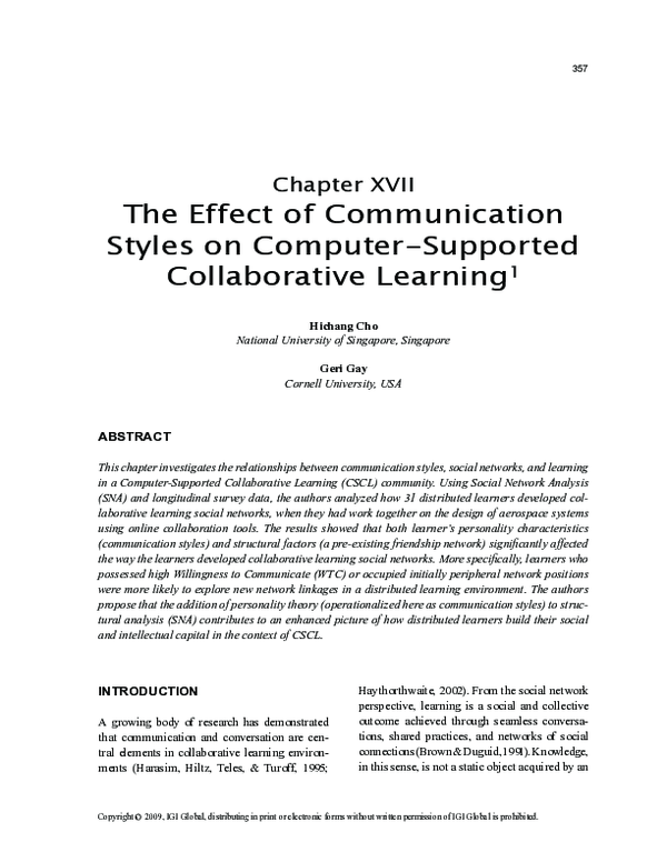 (PDF) Chapter XVII The Effect of Communication Styles on Computer ...