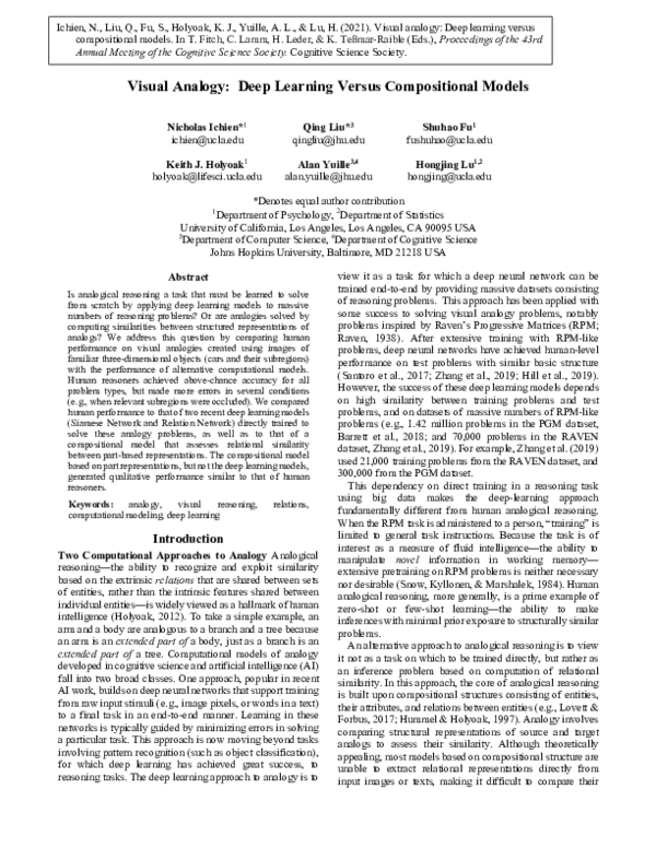 (PDF) Visual analogy: Deep learning versus compositional models