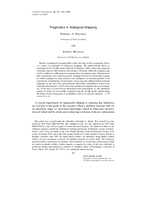 (PDF) Pragmatics in Analogical Mapping