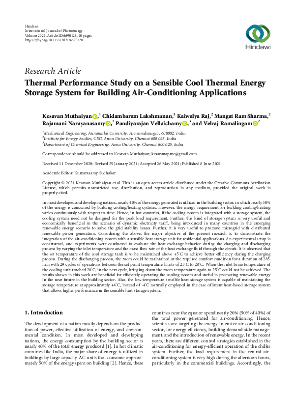 (PDF) Thermal Performance Study on a Sensible Cool Thermal Energy ...
