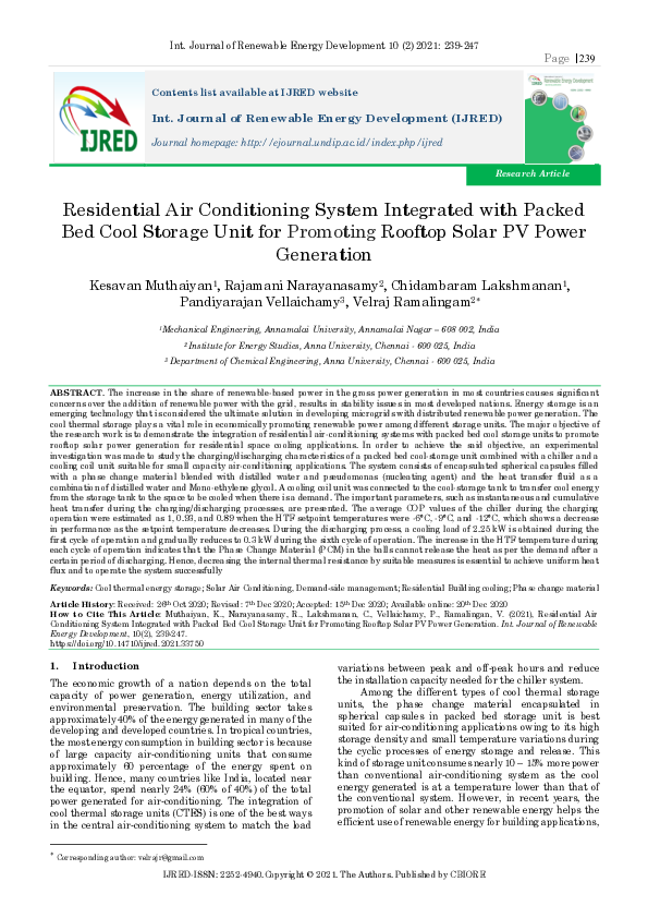 (PDF) Residential Air Conditioning System Integrated with Packed Bed ...