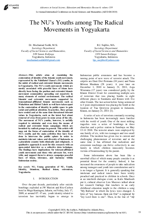 (PDF) The NU's Youth Among The Radical Movements in Yogyakarta