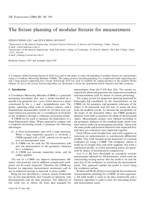 (PDF) The ® xture planning of modular ® xtures for measurement