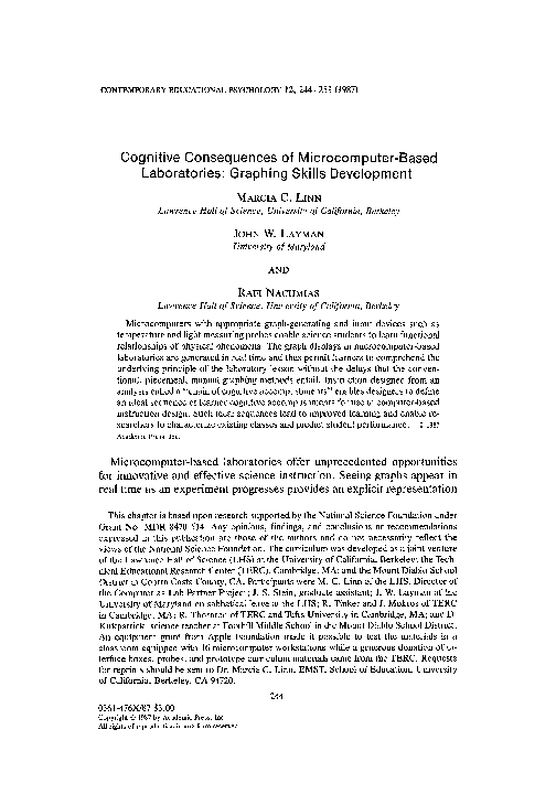 (PDF) Cognitive consequences of microcomputer-based laboratories ...