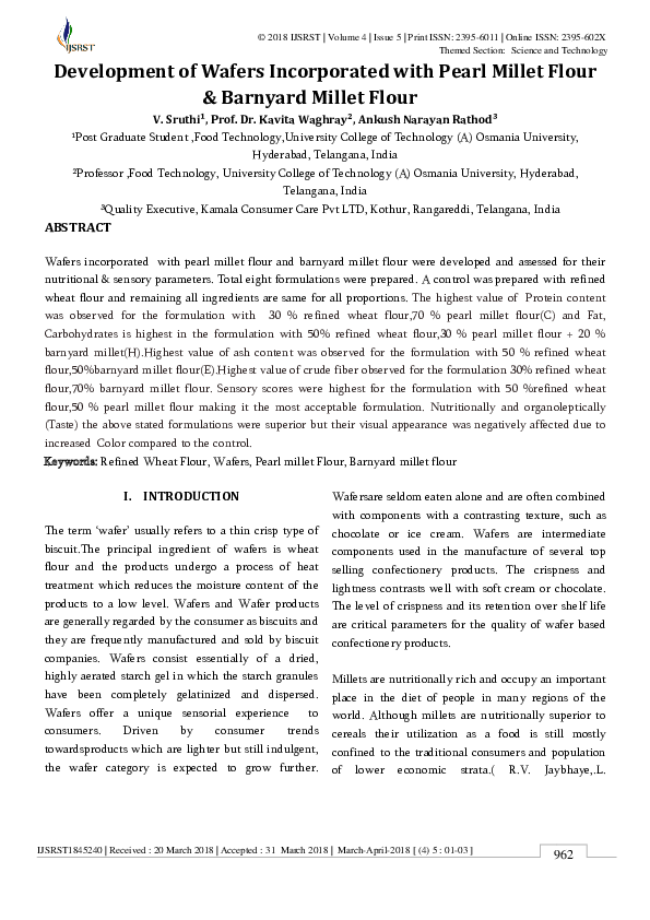 (PDF) Development of Wafers Incorporated with Pearl Millet Flour ...