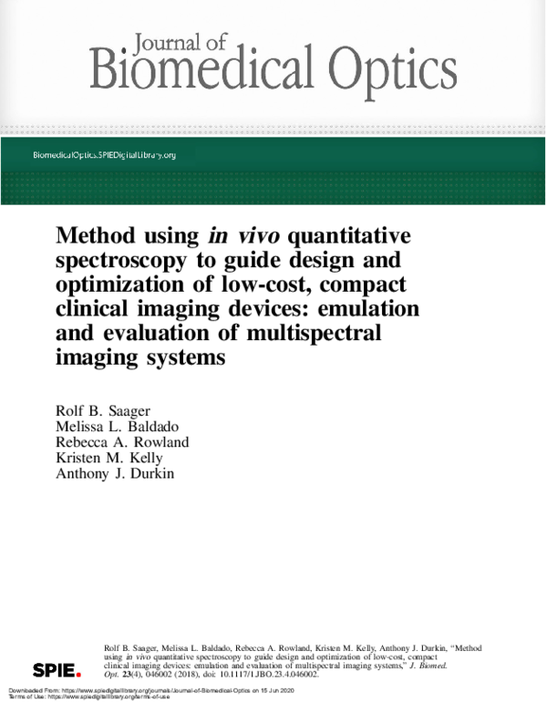 (PDF) Method using in vivo quantitative spectroscopy to guide design and optimization of low ...