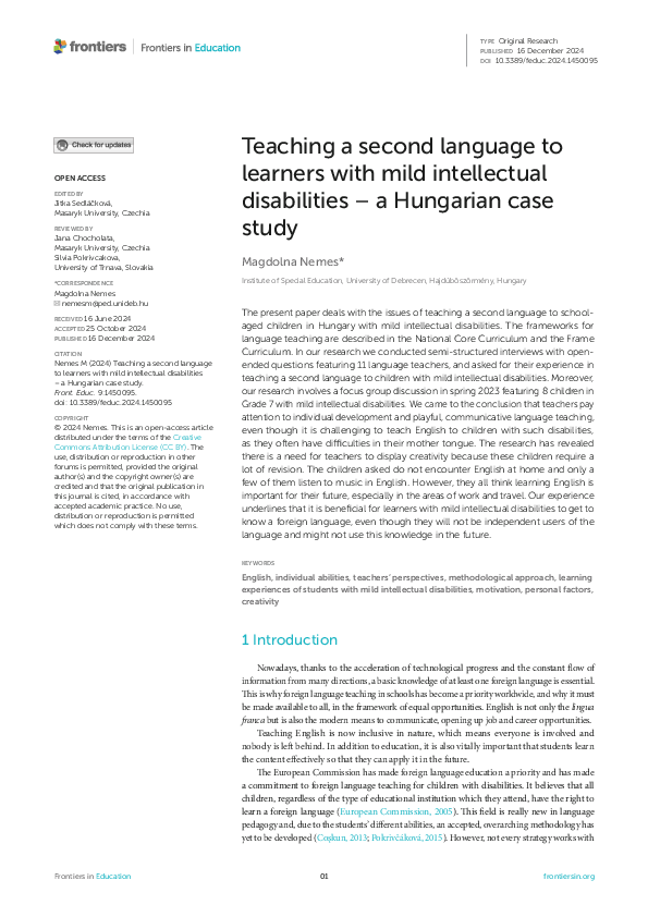 (PDF) Teaching a second language to learners with mild intellectual ...