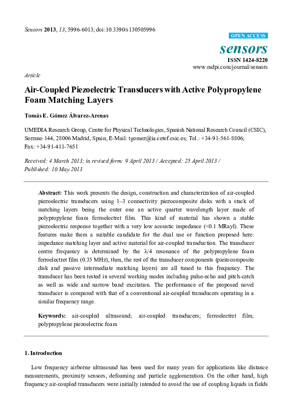 (PDF) Air-Coupled Piezoelectric Transducers with Active Polypropylene ...
