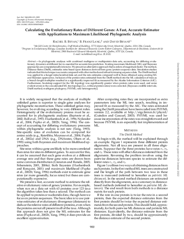 (PDF) Calculating the Evolutionary Rates of Different Genes: A Fast ...