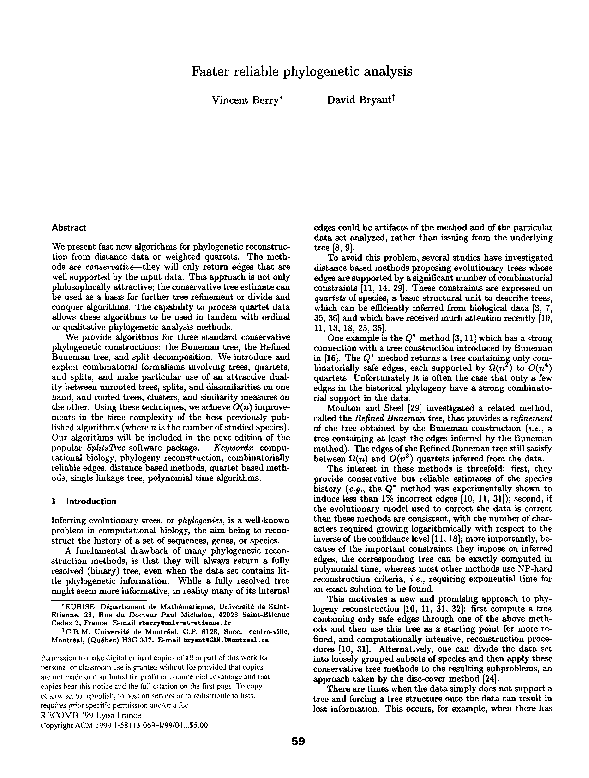 (PDF) Faster reliable phylogenetic analysis