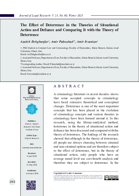 (PDF) The Effect of Deterrence in the Theories of Situational Action and Defiance and Comparing ...