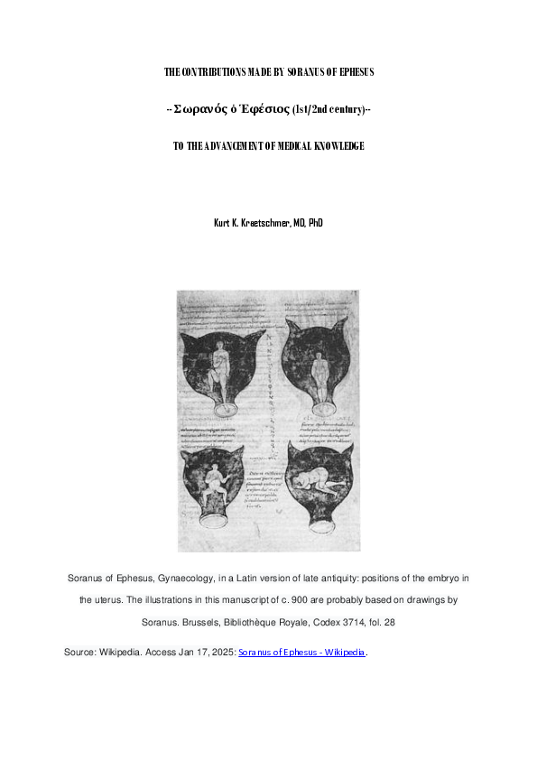 (PDF) THE CONTRIBUTIONS MADE BY SORANUS OF EPHESUS --Σωρανός ὁ Ἑφέσιος ...