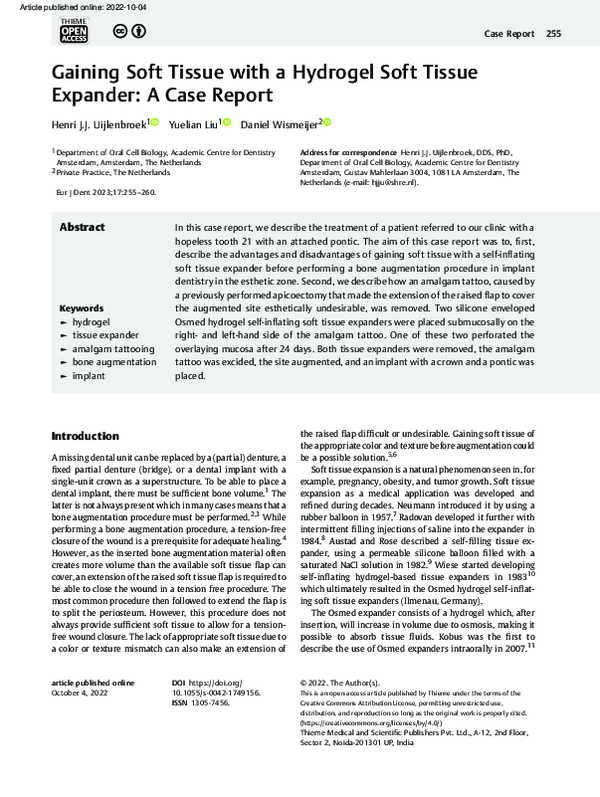 (PDF) Gaining Soft Tissue with a Hydrogel Soft Tissue Expander: A Case ...