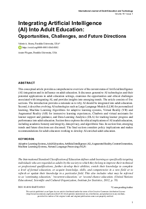 (PDF) Integrating Artificial Intelligence (AI) Into Adult Education