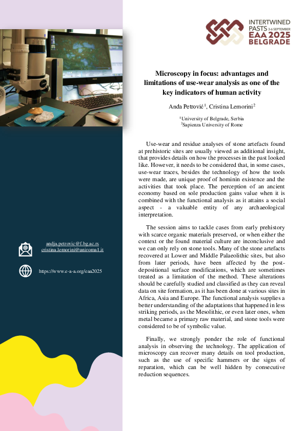 (PDF) Call for papers! EAA 2025, Session 265, Microscopy in focus: advantages and limitations of ...